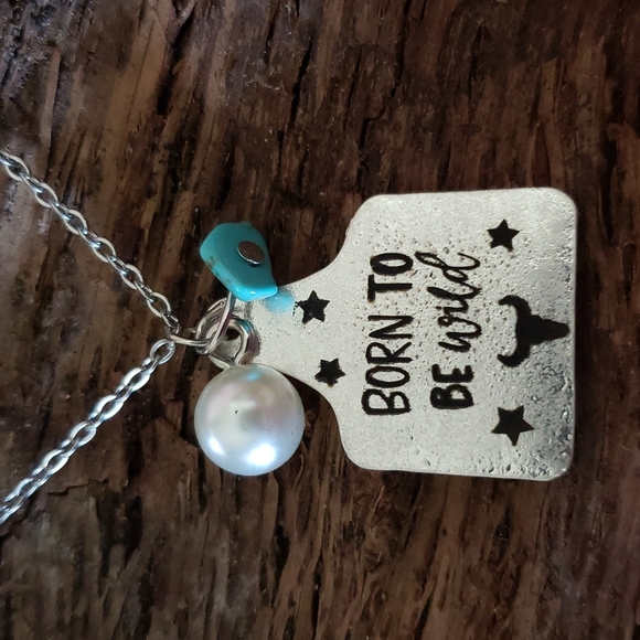 Jewelry | Cowgirl Necklace Pearl Turquoise Cow Tag Animal Tag Cattle ...